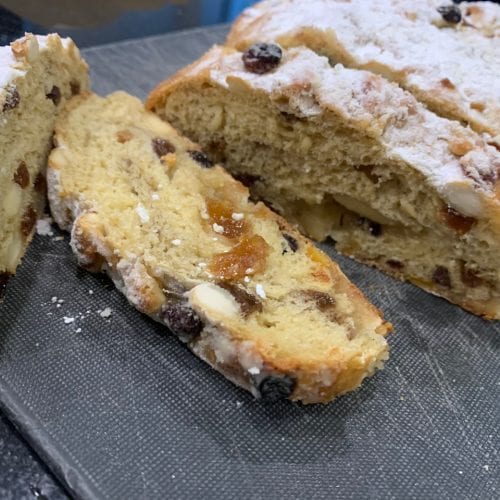 Vegan Stollen with almonds and marzipan