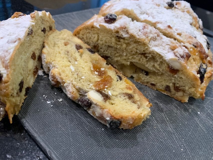 Vegan Stollen with almonds and marzipan