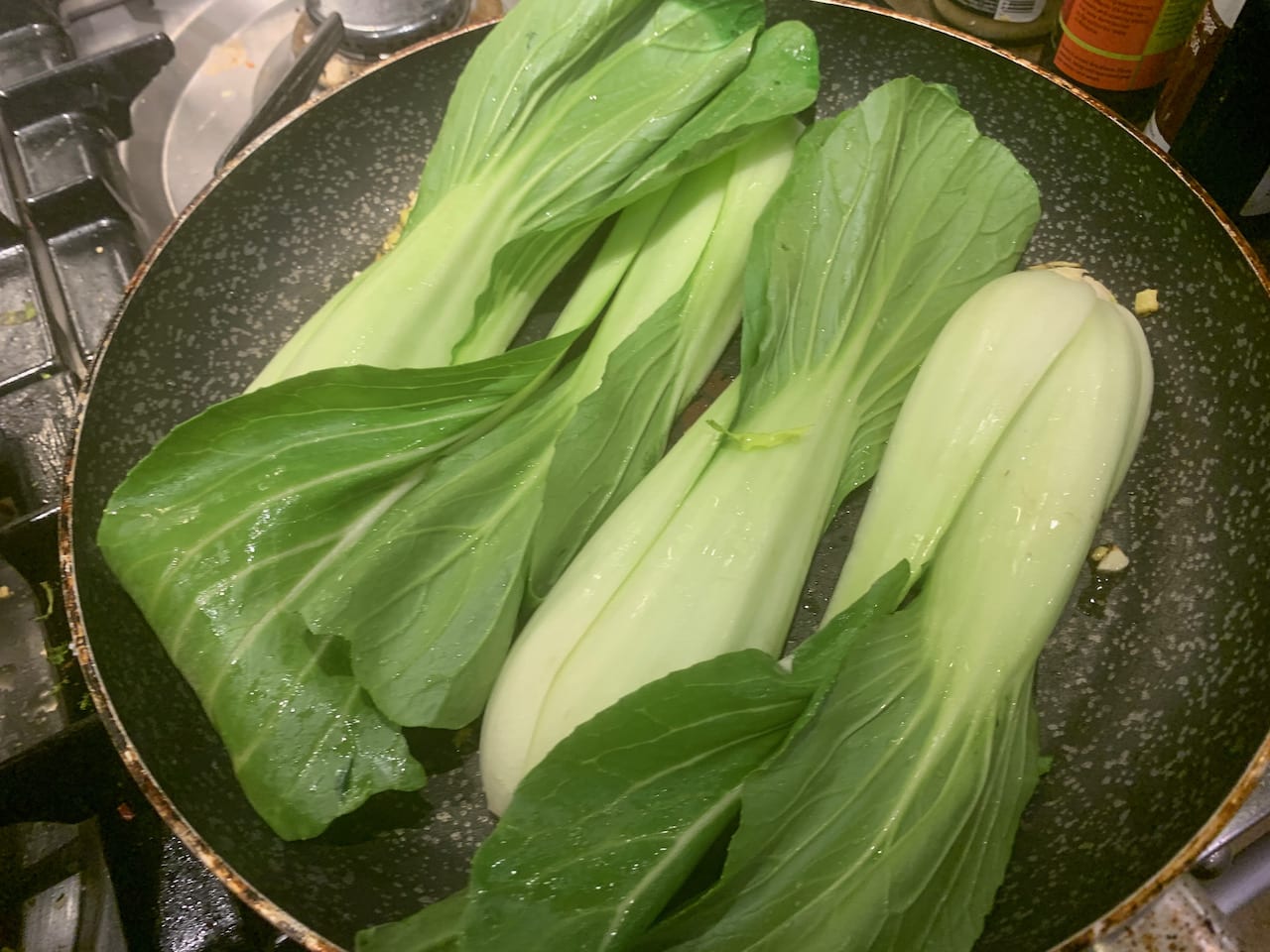 Pak choi with garlic, ginger and toasted sesame oil - The Plant based dad