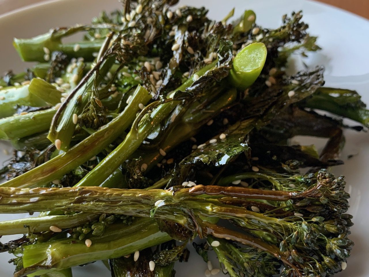 Roasted broccoli tender stems with sesame seeds - The Plant based dad