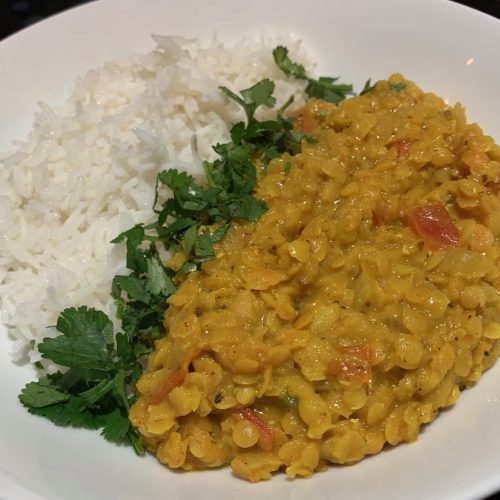 Red lentil curry and basmati rice - The Plant based dad